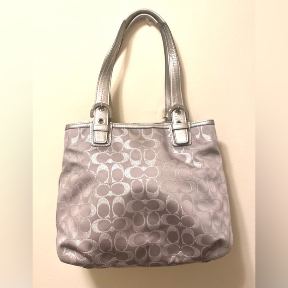Coach | Bags | Coach Metallic Canvas And Learher Bag | Poshmark